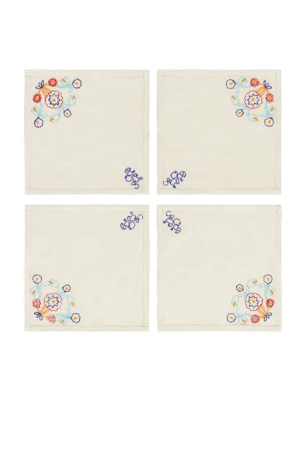 BODE Garden Party Cocktail Napkins In Cream
