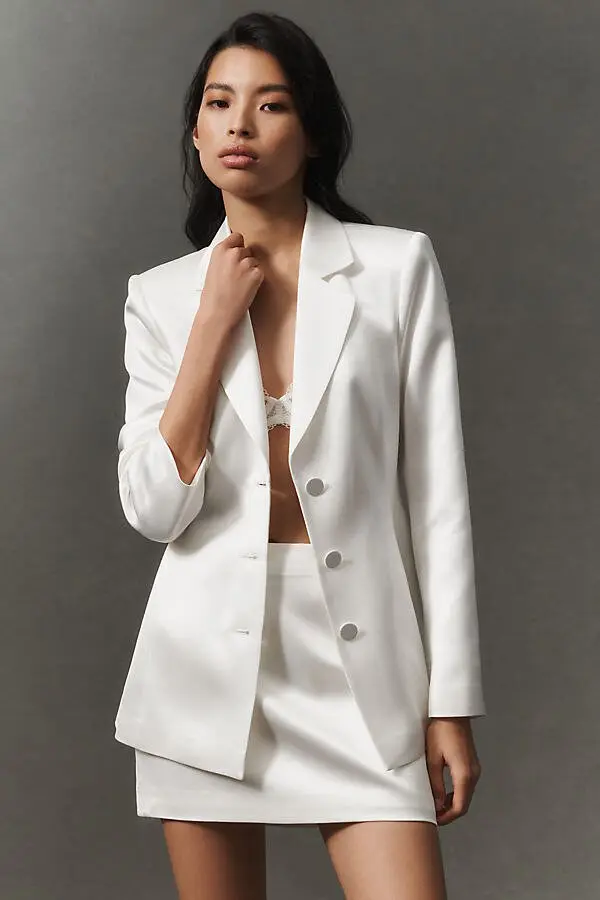 MARE MARE Vienna Structured Pinched Blazer Jacket - White