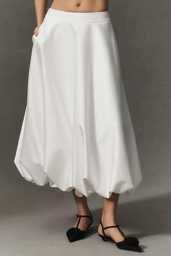 MARE MARE Satin Bubble Maxi Skirt - White