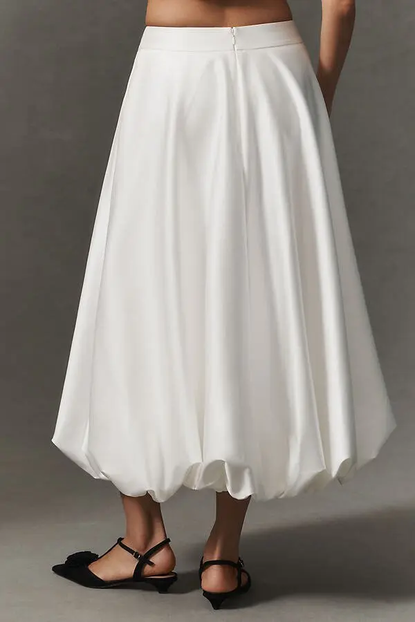 MARE MARE Satin Bubble Maxi Skirt - White