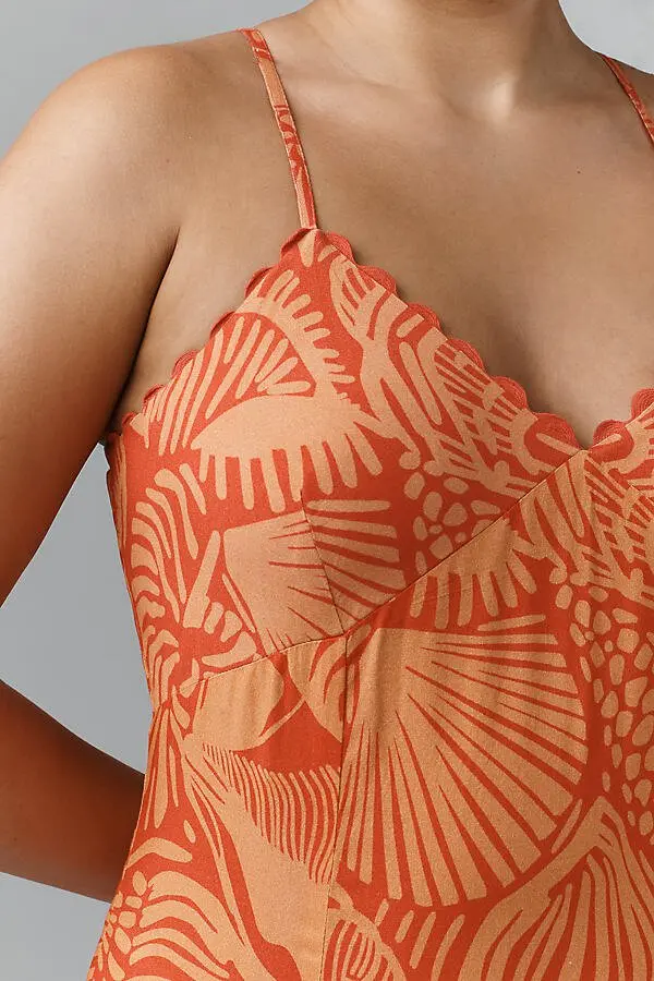 CONDITIONS APPLY Ellianna Ruffled Slip Maxi Dress - Orange Pattern