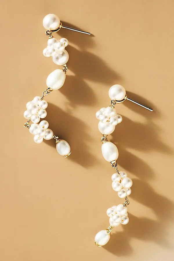 Nadri Pearl Drop Earrings - Gold