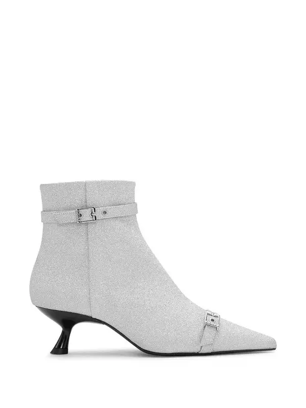 GANNI Eyelet-detail Glitter Ankle Boots