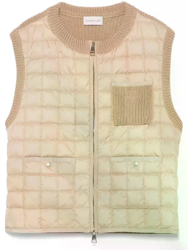 Moncler Tricot-panel Gilet - Neutrals