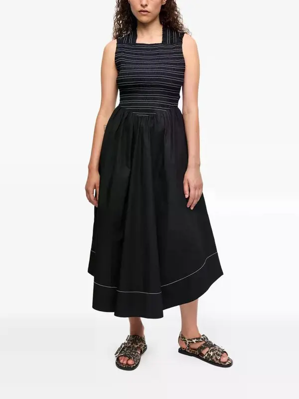 GANNI Smocked Dress - Black