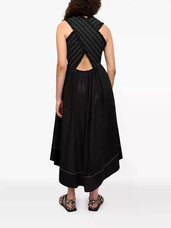 GANNI Smocked Dress - Black