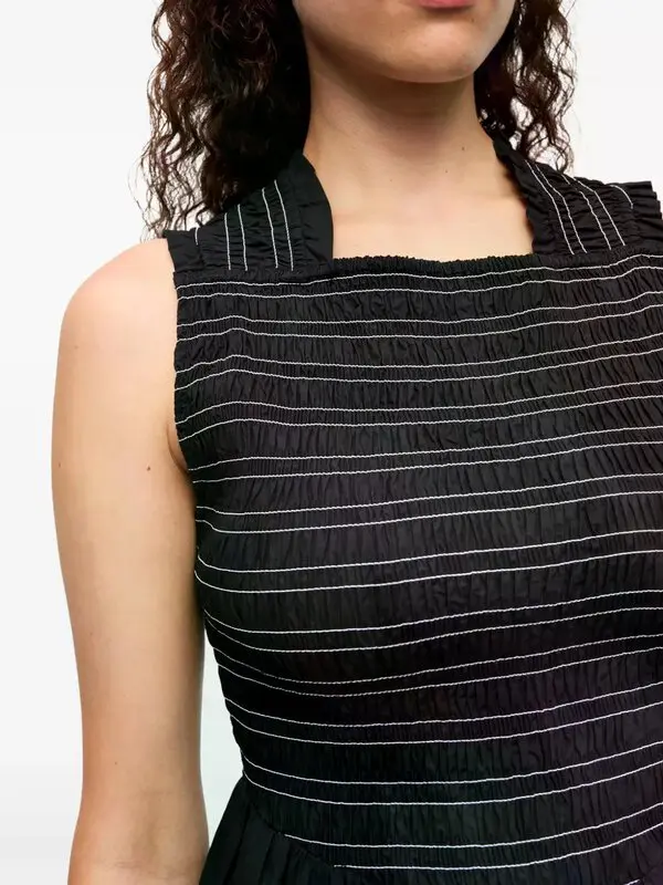 GANNI Smocked Dress - Black