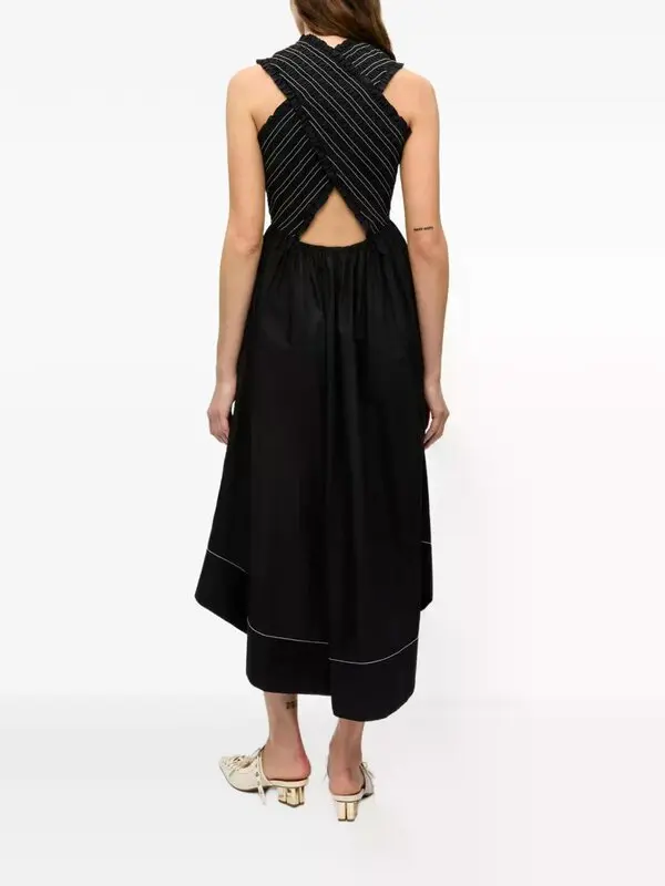 GANNI Smocked Dress - Black