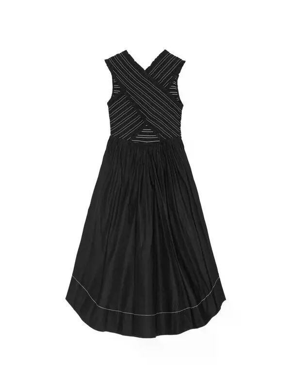 GANNI Smocked Dress - Black