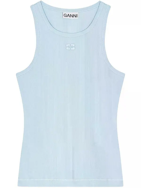 GANNI Logo-embroidered Tank Top