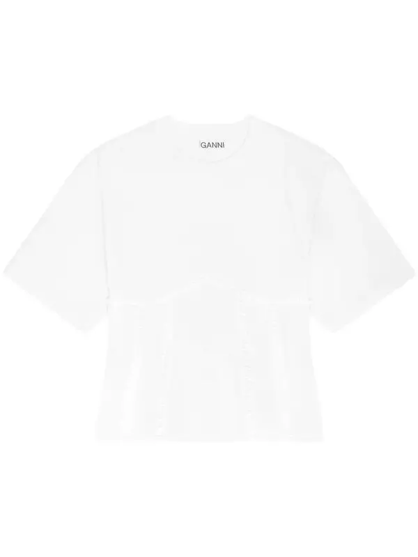 GANNI Appliqué Detail T-shirt - White