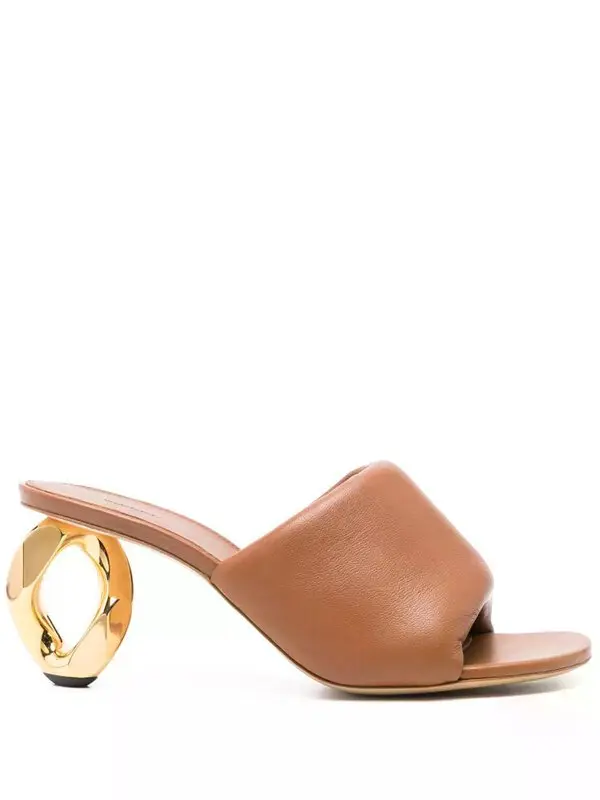 JW Anderson Chain-heel Leather Sandals - Brown