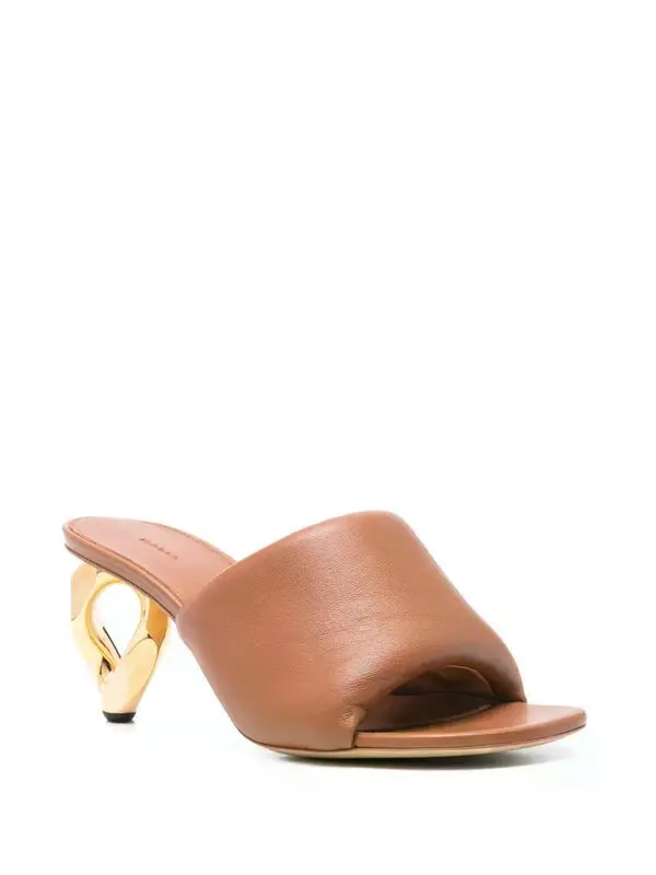 JW Anderson Chain-heel Leather Sandals - Brown