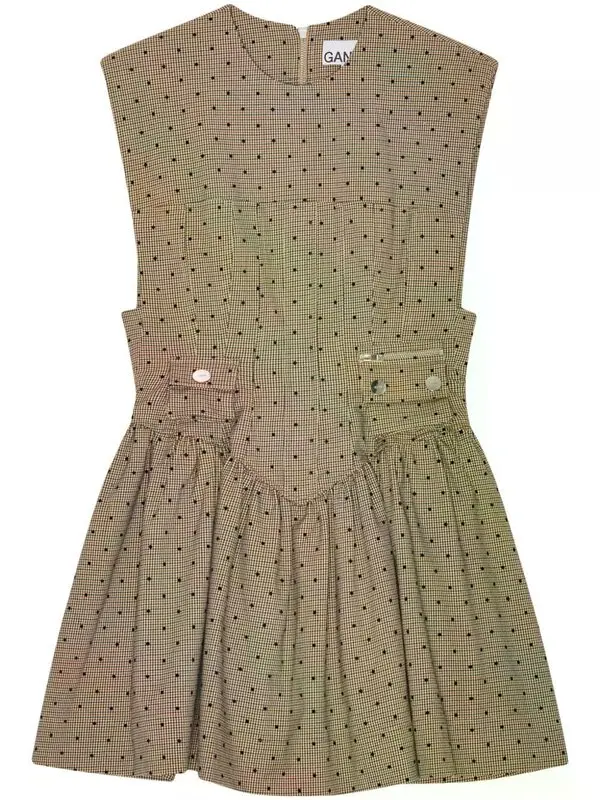 GANNI Polka Dot-print Mini Dress - Neutrals