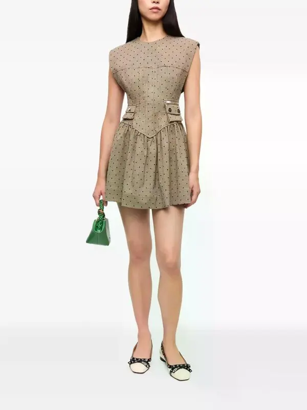 GANNI Polka Dot-print Mini Dress - Neutrals