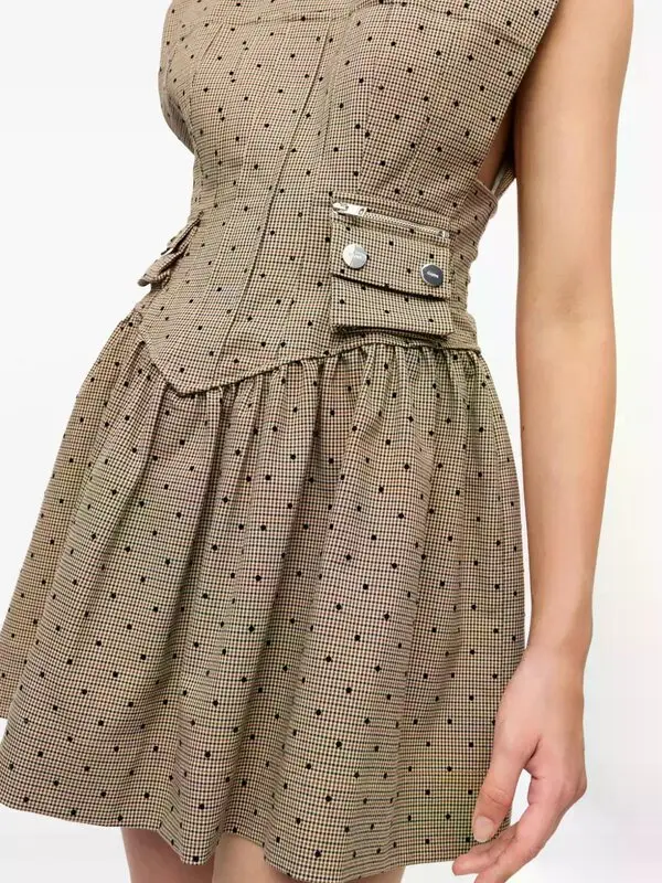 GANNI Polka Dot-print Mini Dress - Neutrals