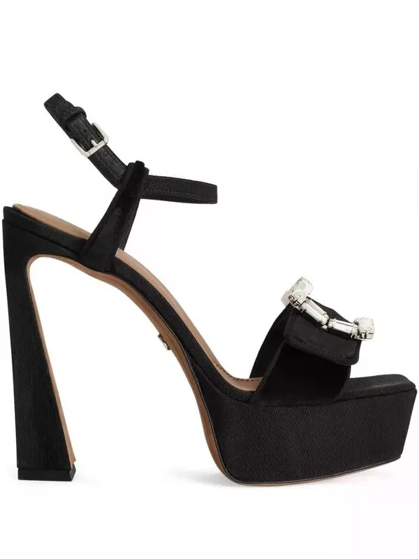 Dolce & Gabbana Velvet Platform Sandals With Bejeweled Buckle