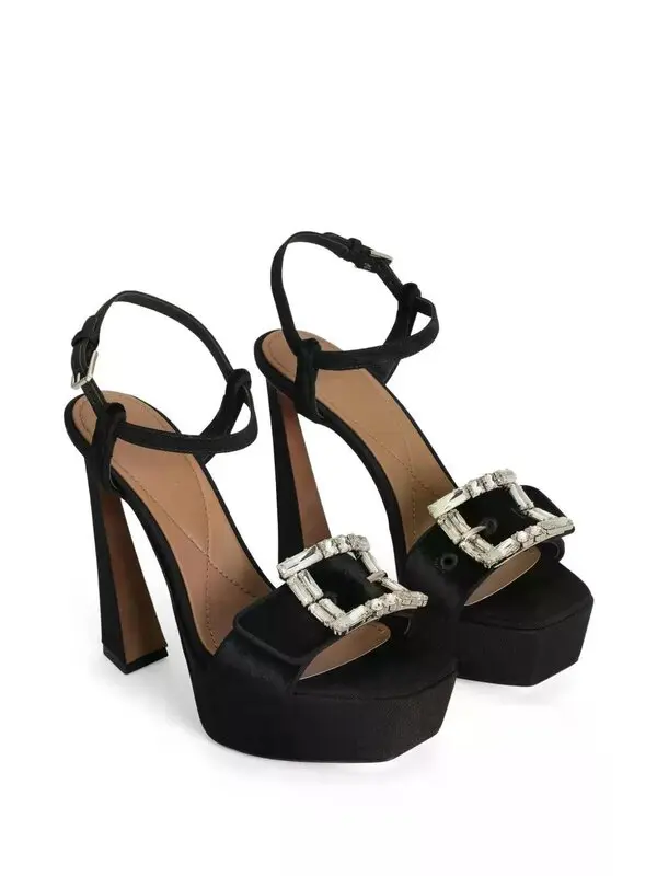 Dolce & Gabbana Velvet Platform Sandals With Bejeweled Buckle