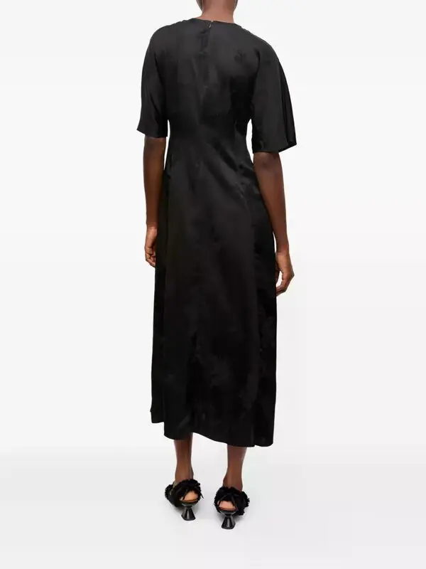GANNI Floral-jacquard Dress - Black