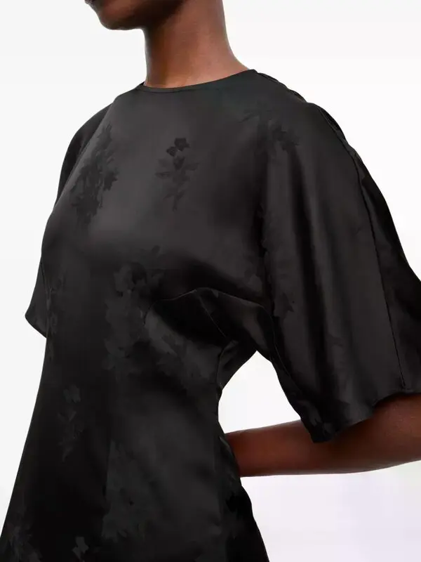 GANNI Floral-jacquard Dress - Black