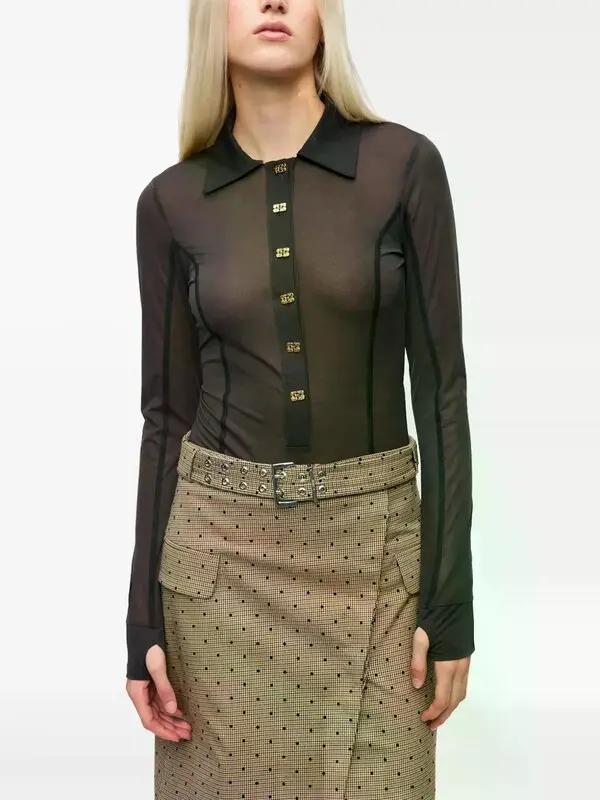 GANNI Semi-sheer Long Sleeve Top