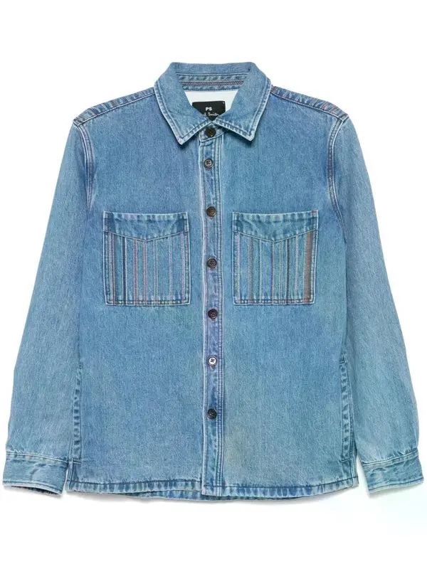 Paul Smith Stripe-embroidered Shirt Jacket - Blue