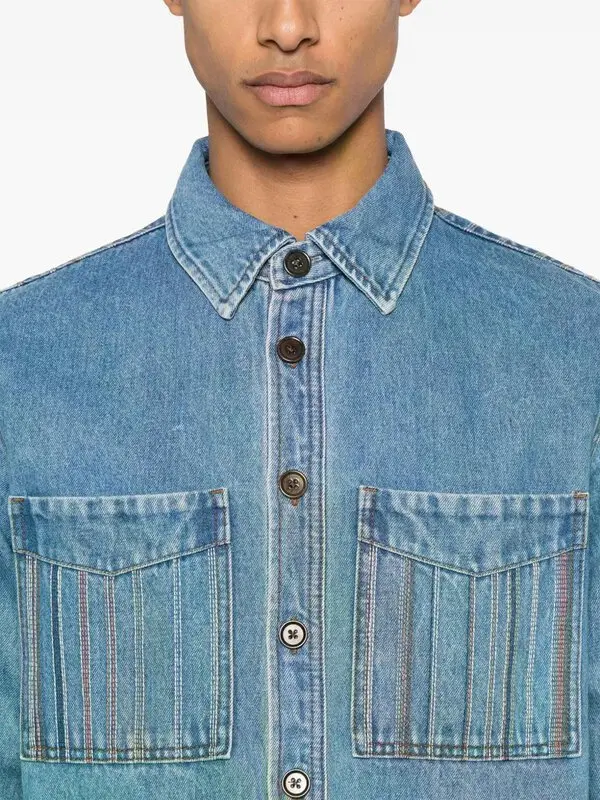 Paul Smith Stripe-embroidered Shirt Jacket - Blue