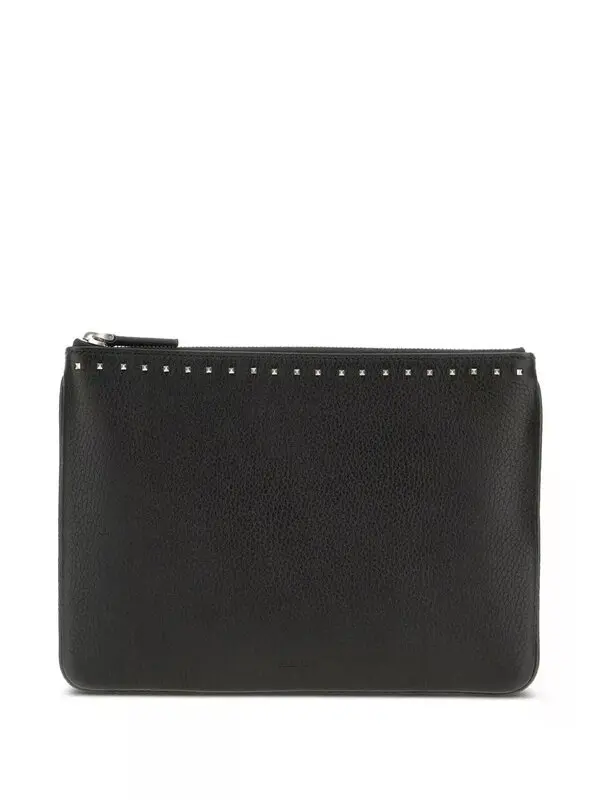 Valentino Garavani Leather Clutch With Rockstud Embellishments - Black