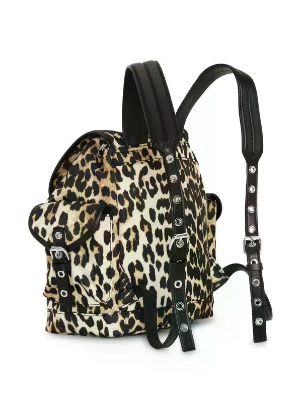 GANNI Leopard Print Backpack - Brown