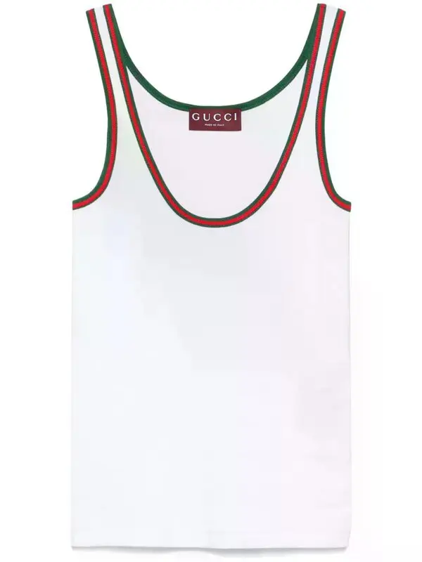 Gucci Web-stripe Ribbed Tank Top - White