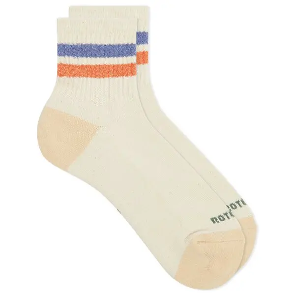 ROTOTO Retro Athletic Ankle Socks - Blue/orange