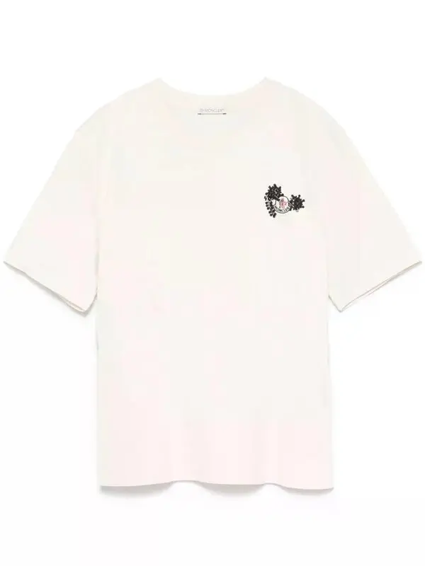 Moncler Hand-beaded Cotton T-shirt - Neutrals