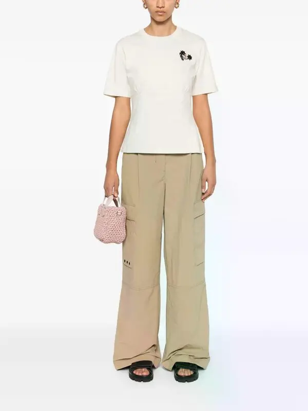 Moncler Hand-beaded Cotton T-shirt - Neutrals