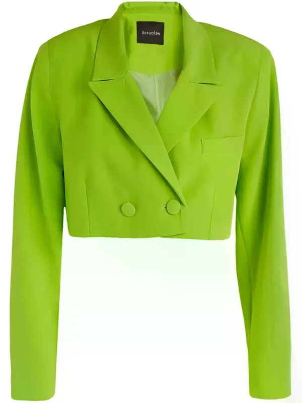 ACTUALEE Cropped Blazer - Green