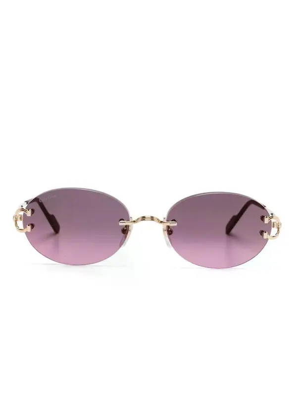 CARTIER Oval-frame Sunglasses - Gold