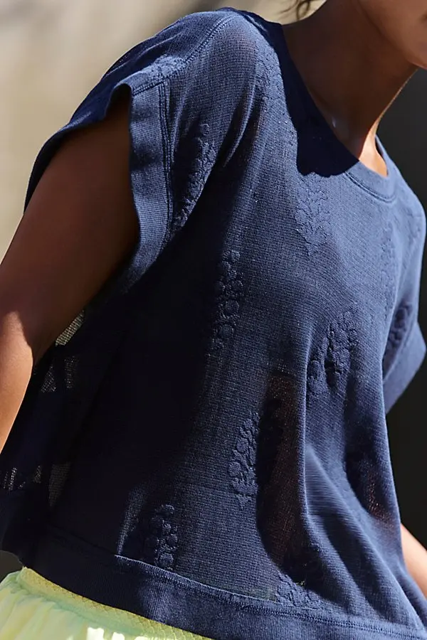 Free People My Time Lace Tee - Midnight Navy