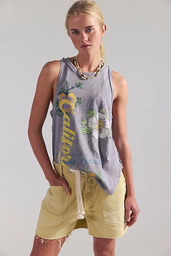 Free People We The Free Rosie Graphic Tank - Grey Combo