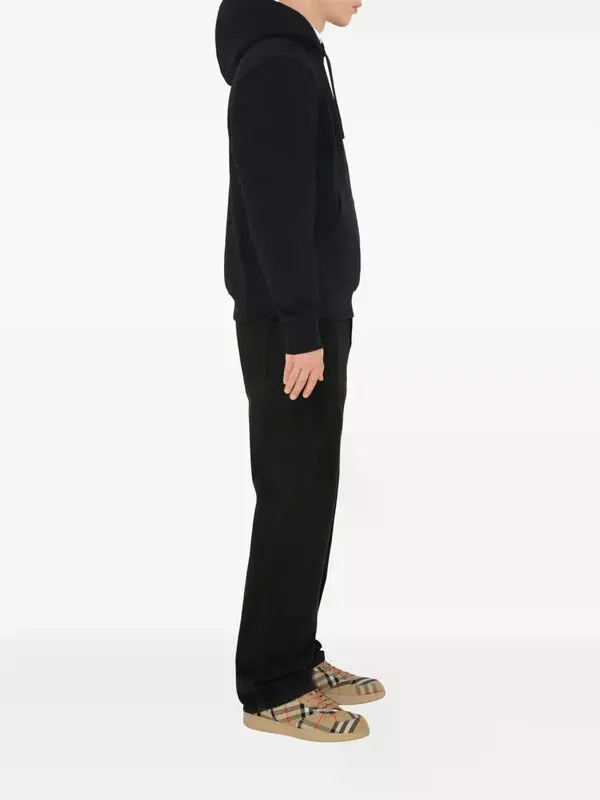Burberry Cotton Check Label Hoodie - Black