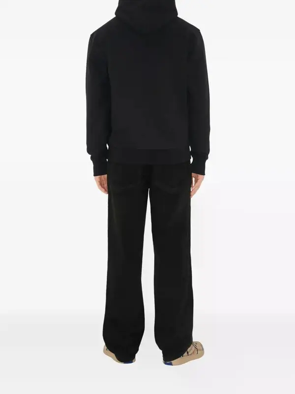 Burberry Cotton Check Label Hoodie - Black