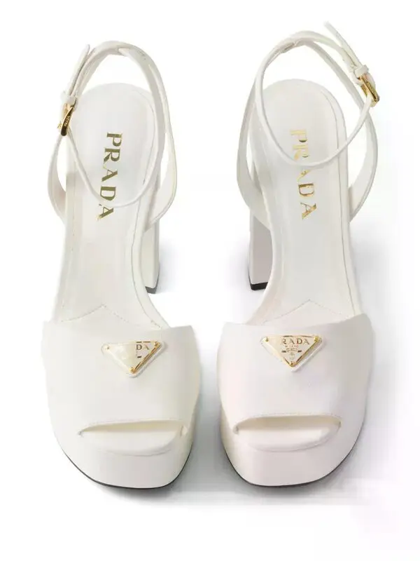 Prada Platform Leather Sandals - White
