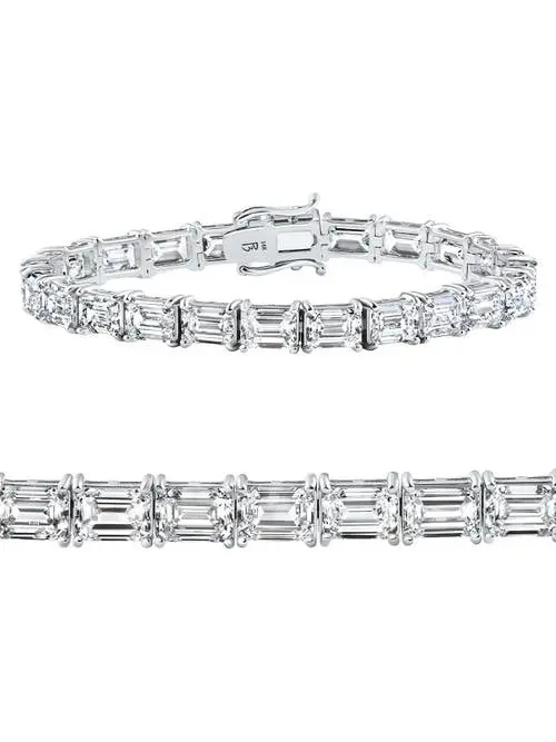 BLISS DIAMOND 26ct Emerald Cut Lab Grown Diamond Tennis Bracelet - White Gold