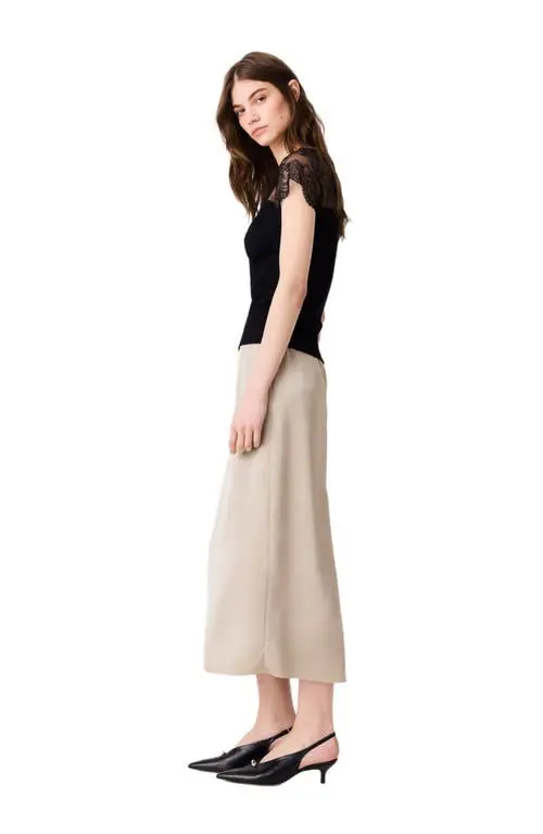 Maje Jersey Top With Lace Trim