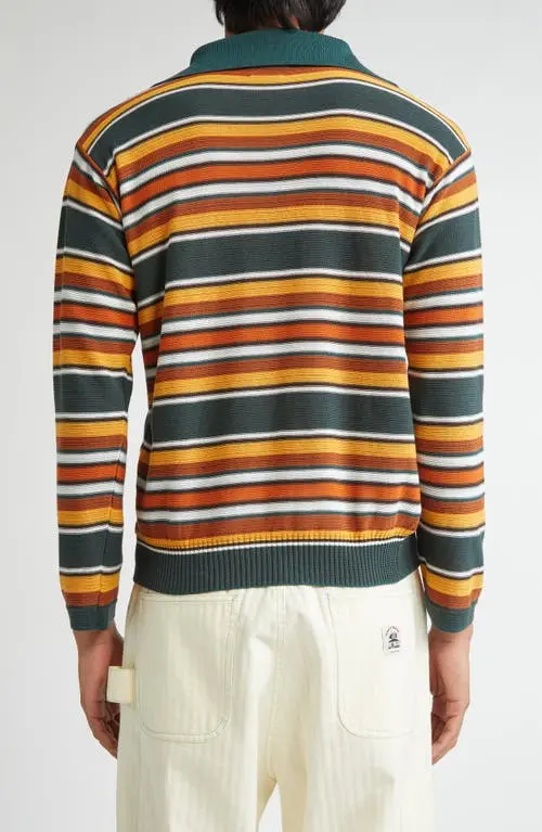 BODE Boxy Parakeet Stripe Long Sleeve Polo
