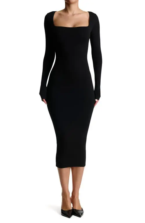 Naked Wardrobe Long Sleeve Midi Dress