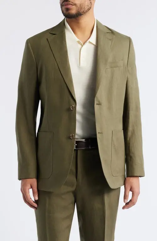 Nordstrom Henrik Trim Fit Solid Italian Linen Suit Separate Jacket - Olive Ivy