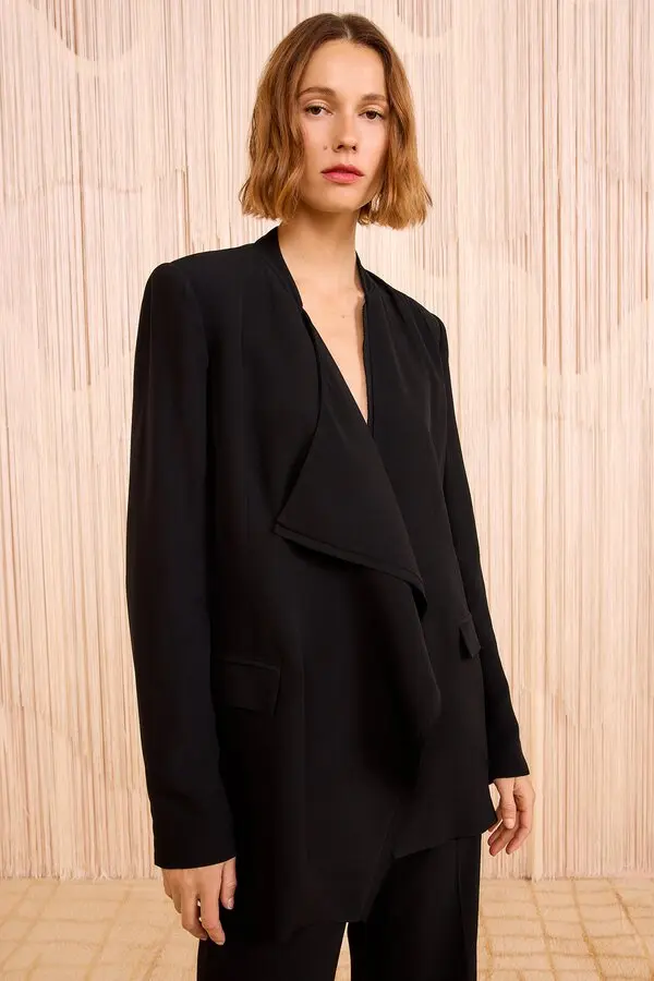 Ulla Johnson Elea Draped Front Jacket - Noir