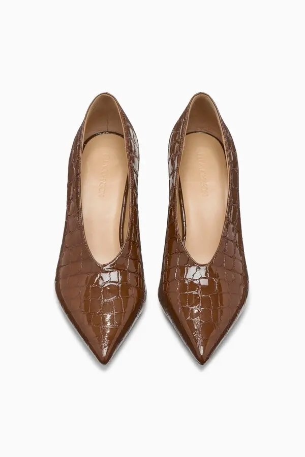 Ulla Johnson Polline Embossed Patent Leather Pumps - Sequoia