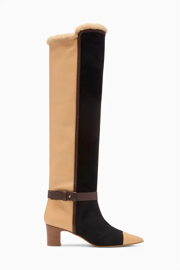 Ulla Johnson Kiki Patchwork Over-the-knee Boots - Almond Mixte