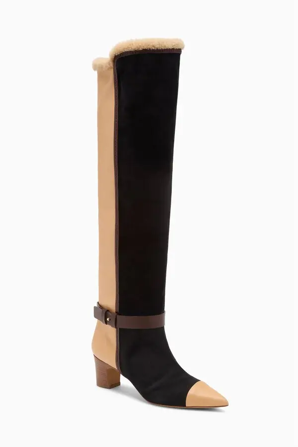 Ulla Johnson Kiki Patchwork Over-the-knee Boots - Almond Mixte