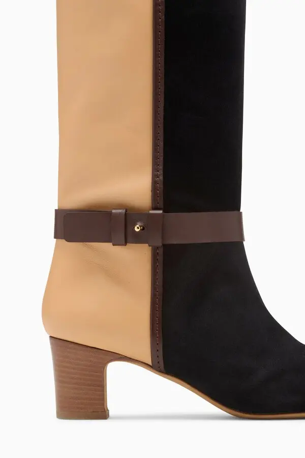 Ulla Johnson Kiki Patchwork Over-the-knee Boots - Almond Mixte